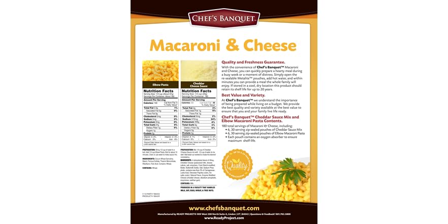Chef's Banquet Mac & Cheese (180 Serving) Bucket