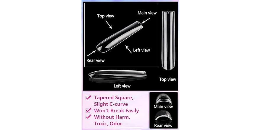 1,008 Pcs Clear No C Curve Nail Tips