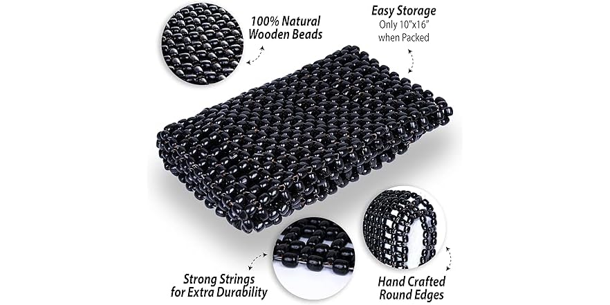 Zone Tech SE0084-2 Black Wooden Beaded Cover 2pk