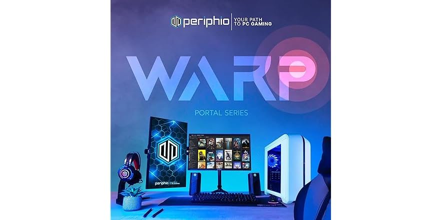 Periphio Warp Gaming PC Computer - AMD Ryzen 5 Gaming Bundle + RGB Speakers