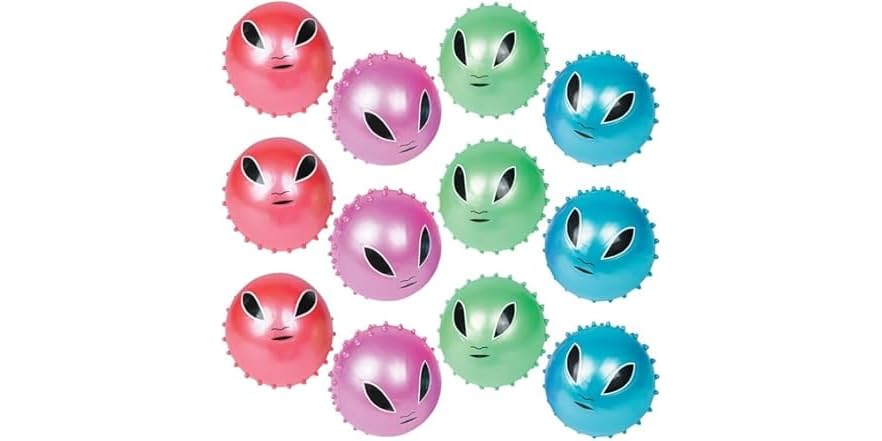 Assorted Colors Inflatable Alien Spike Vinyl Balls (5") 12 Count