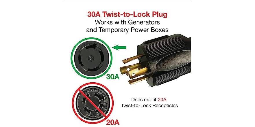 Clear Power 30A 10/4 3ft EHD Generator Adapter Cord