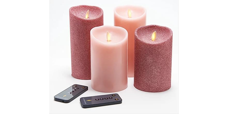 Luminara Flameless Smooth & Glitter 4-Pack Candle Set (Open Box)
