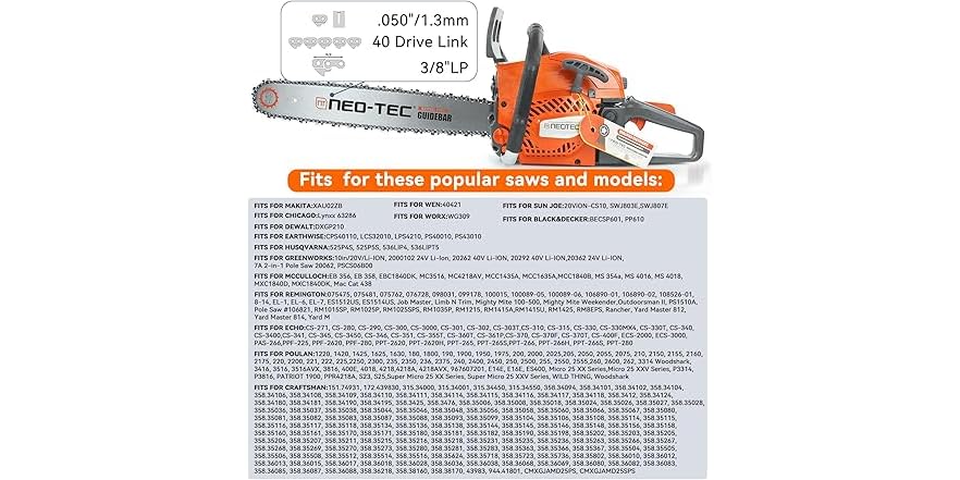 NEO-TEC Chainsaw Chains, Choose Size