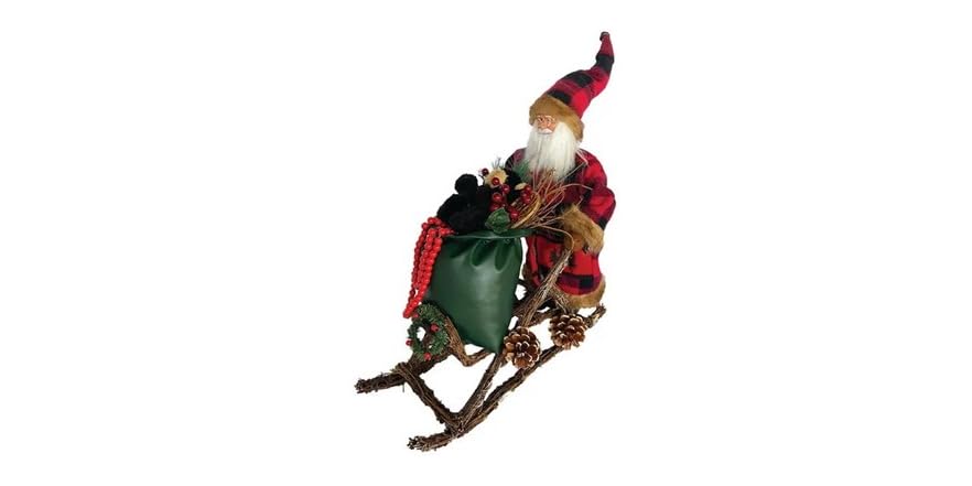 Santa's Workshop 15" Plaid Sled Santa