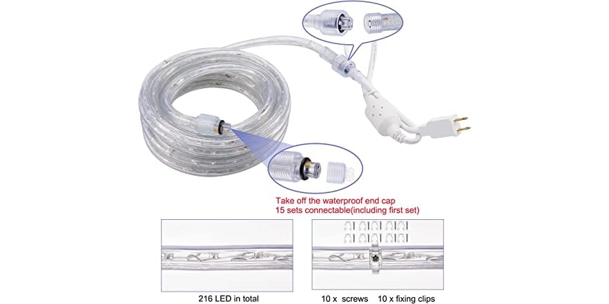 Minetom LED Rope Lights Outdoor, 18 Feet