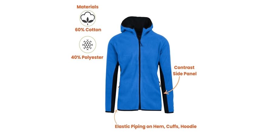 3Pk Mens Polar Fleece Tech Zip Hoodie