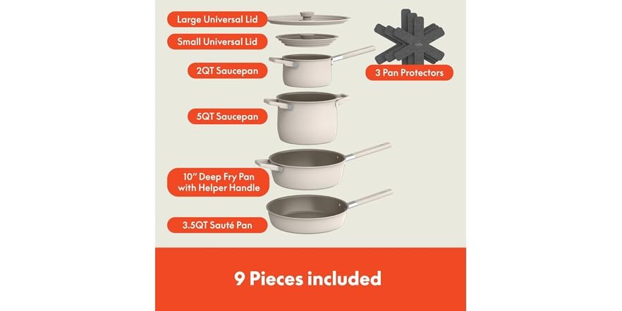 bella 9 Piece StoreMore Cookware Set, Fits-anywhere