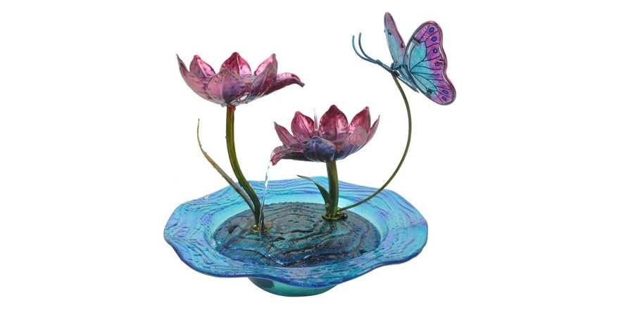 Butterfly Fusion Glass Tabletop Water Fountain