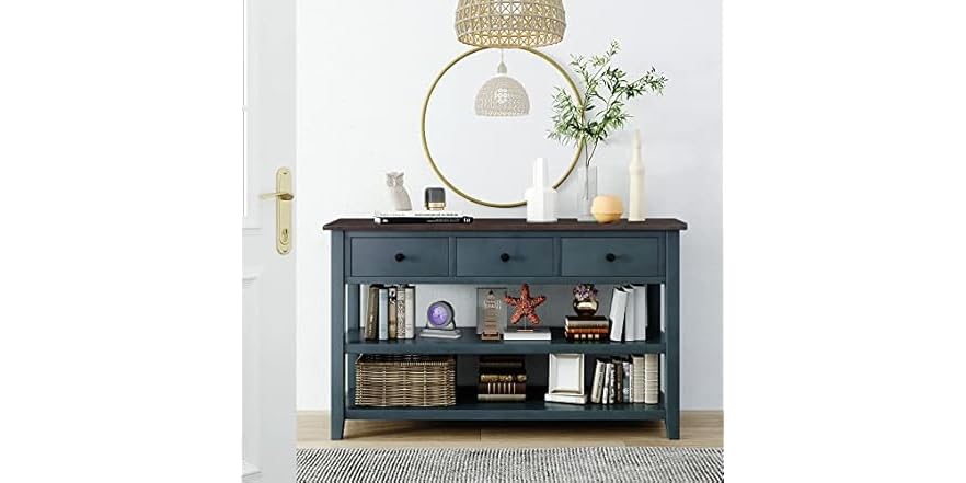 Tzou Console Table with 2-Tier Open Storage Shelf