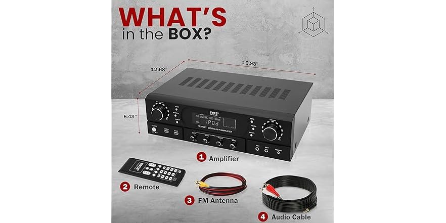 Pyle 180W Peak Bluetooth Home Theater Receiver Amplifier