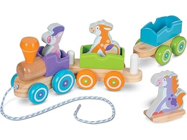 Melissa & Doug Wooden Farm Animals Pull Train