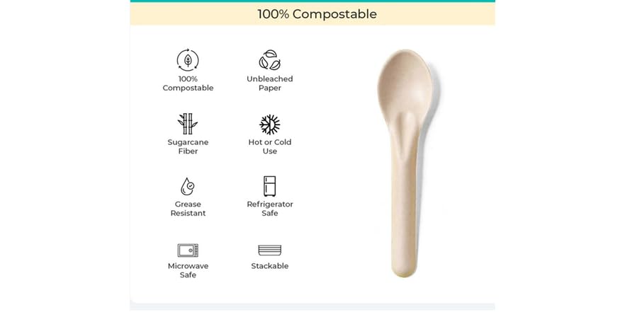 (600 Pack) 6.5 inch Renewable Fiber (Paper) Spoons