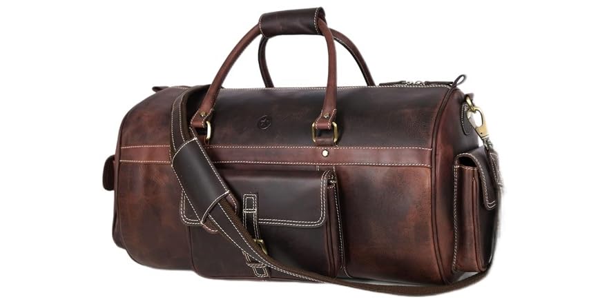 20" Full Grain Barrel Leather Duffel Bag (Open Box)