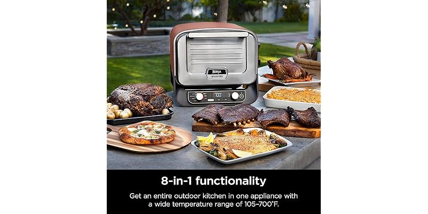 Ninja Woodfire Pizza Oven, 8-in-1, BBQ Smoker, Up to 700°F (Open Box)