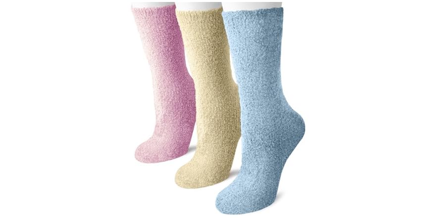Women's 3 Pair Pack Crew Aloe Socks