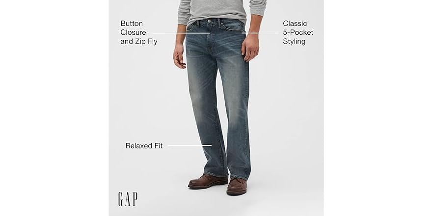 GAP Mens Relaxed Fit Jeans, 34W x 32L US