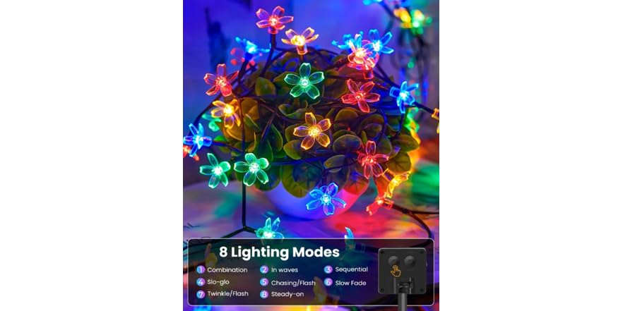 Hakol 2 Pack Total 52FT 120 LED Flower Solar Lights