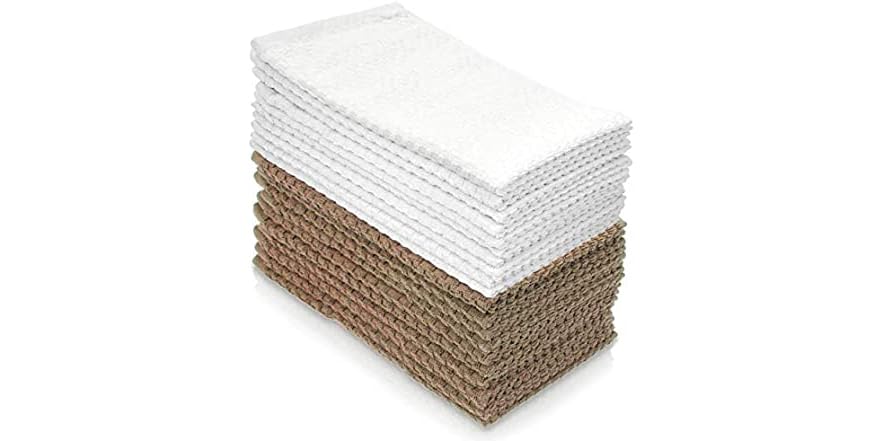 Simpli-Magic Cotton Hand Towels, Taupe/White, 10 Pack
