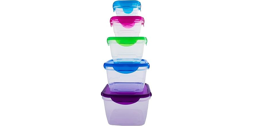 Jumbo 10pc Square Plastic Container Set