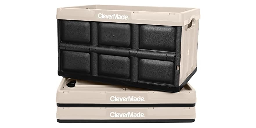 3PK CleverMade Collapsible Storage Bin - 46L, Tan