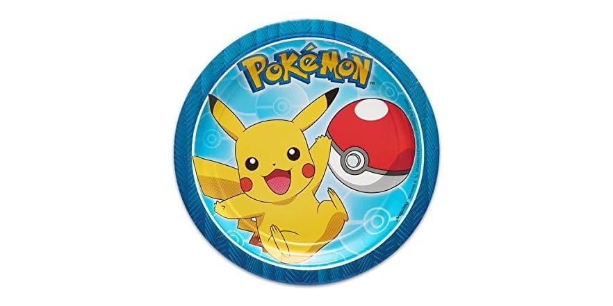 Vibrant Multicolor Pokemon Round Plates - 7"