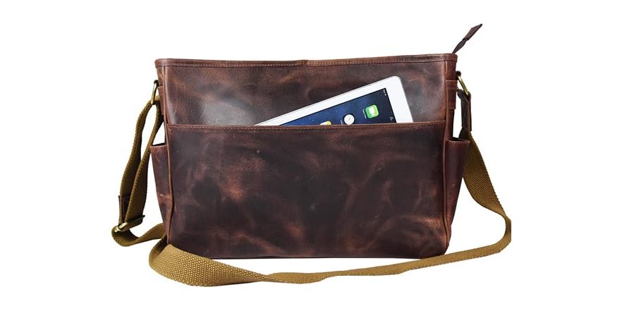 Aaron Leather 16" Crossbody Bag Leather Messenger Bag