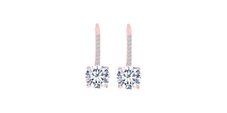 Round Cut Crystal Leverback Earrings