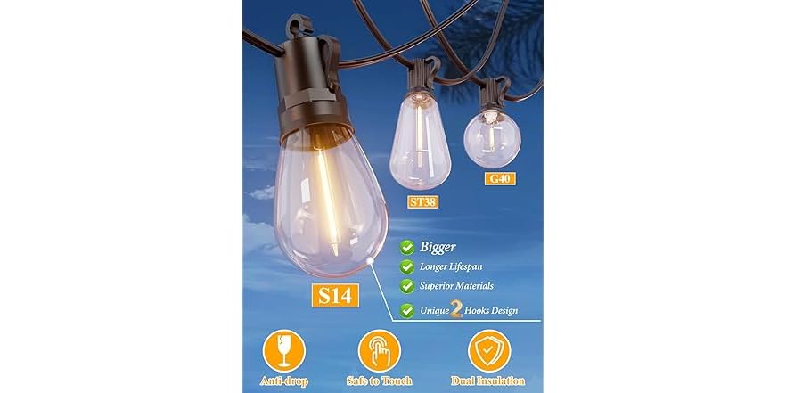 Brightever 150FT Outdoor String Lights
