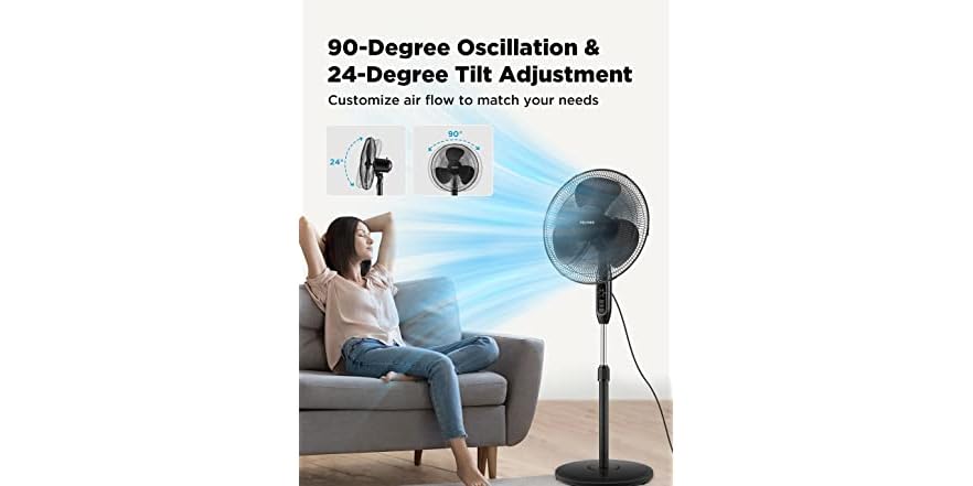 PELONIS 16" Pedestal Remote Control Stand Fan