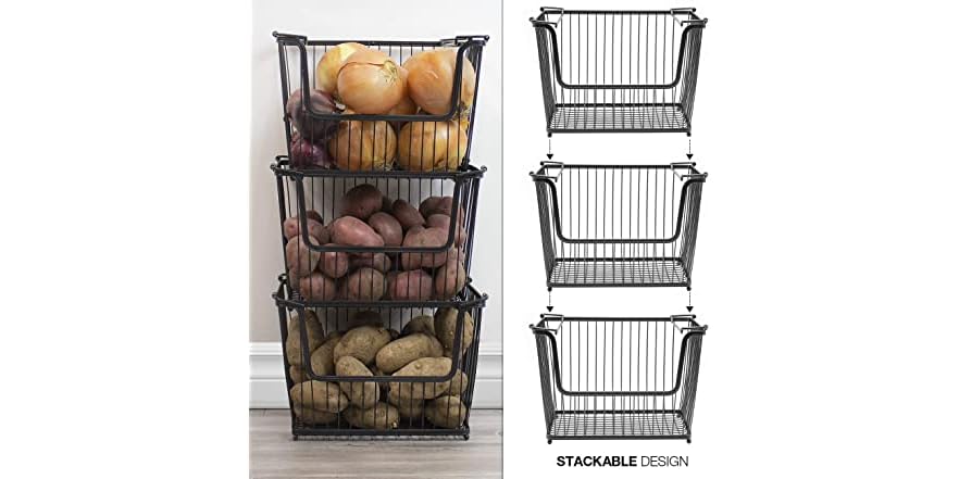 Stackable Metal Storage Organizer Bins