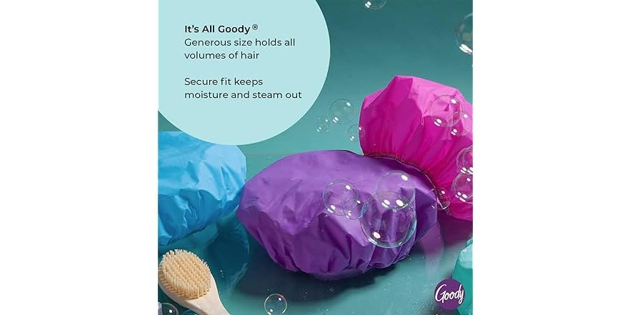Goody Styling Essentials Shower Cap, 3 Count