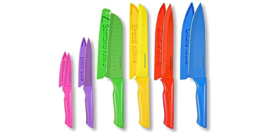 HUNTER.DUAL Knife Set, 12-PC Colorful Kitchen Knife Set