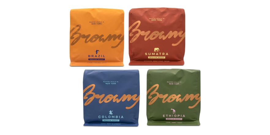 4-Pk Browny Whole Bean Coffee, Med Roasts Variety