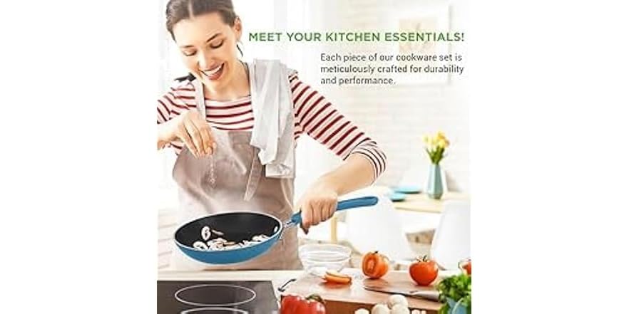 NutriChef Cookware Set 11pc Blue