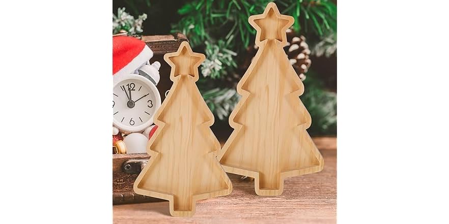 3 Pcs Christmas Tree Wooden Serving Tray