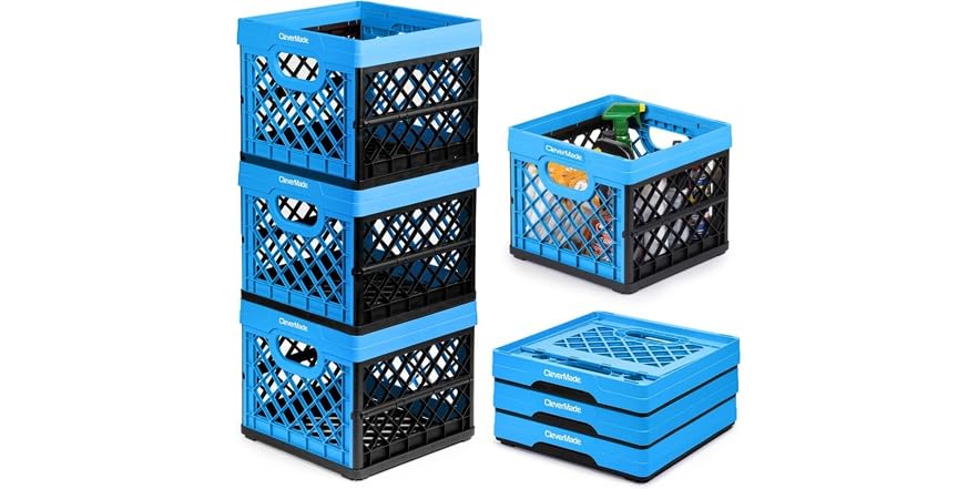 CleverMade Collapsible Milk Crate, 3PK - 25L Blue
