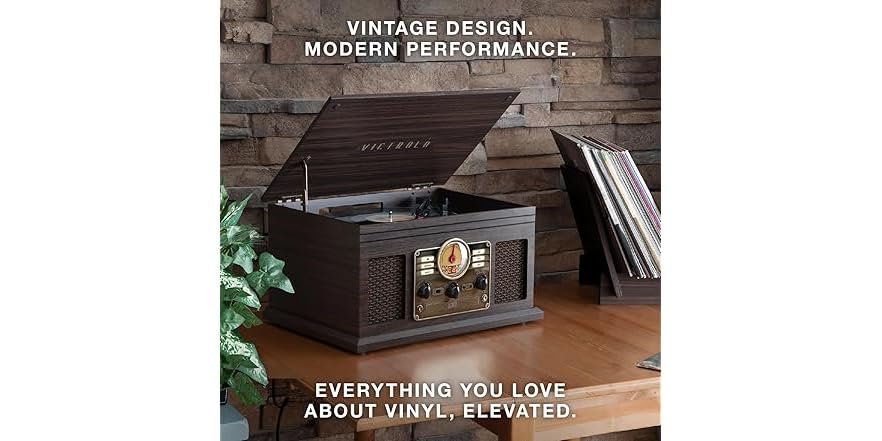 (NEW) Victrola The Quincy 6-in-1 Bluetooth Record Player