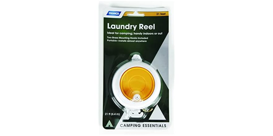 Camco 21' Laundry Reel with Hooks
