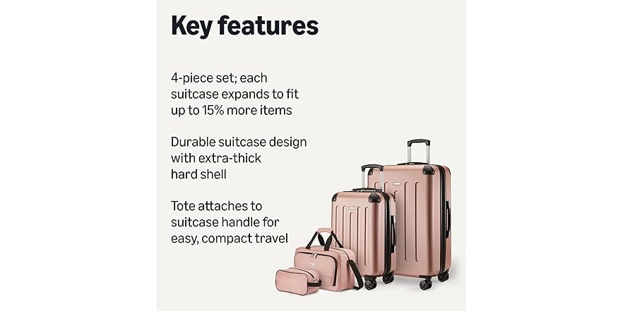 Amazon Basics 4-Piece Luggage Set (Open Box)