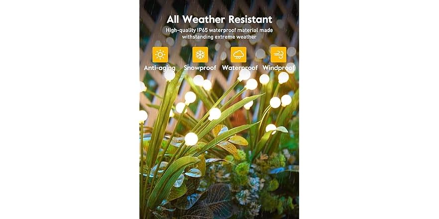 4-Pack 48 LED Solar Firefly Lights with Leaves