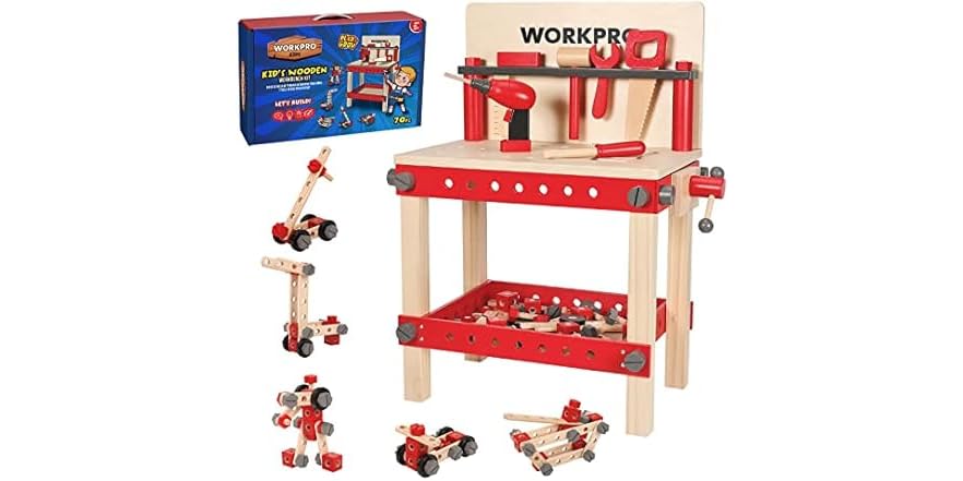 WORKPRO Wooden Workbench Kit Kids Tool Bench