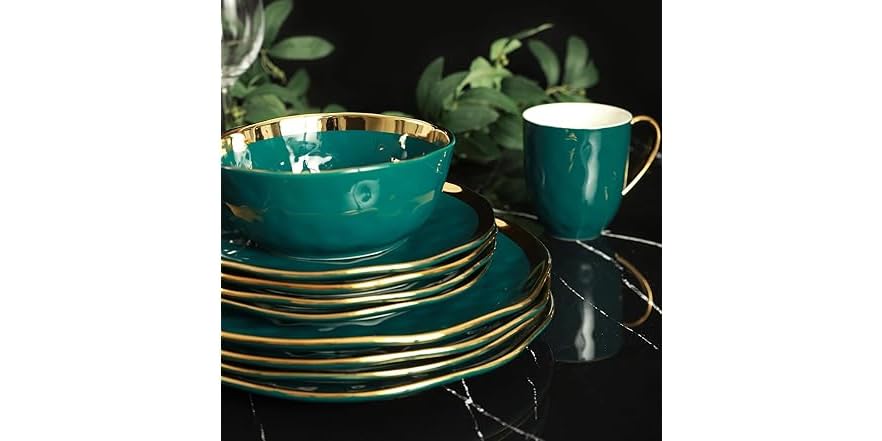 Stone Lain Florian 16 Piece Dinnerware Set Green (Open Box)