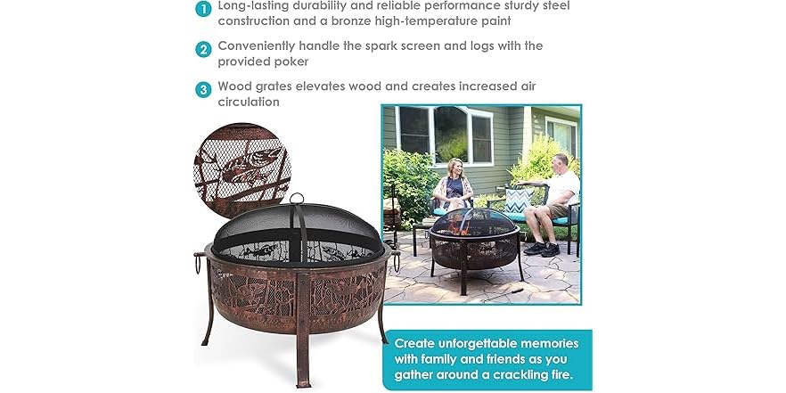 Sunnydaze Décor Northwoods Fishing Fire Pit