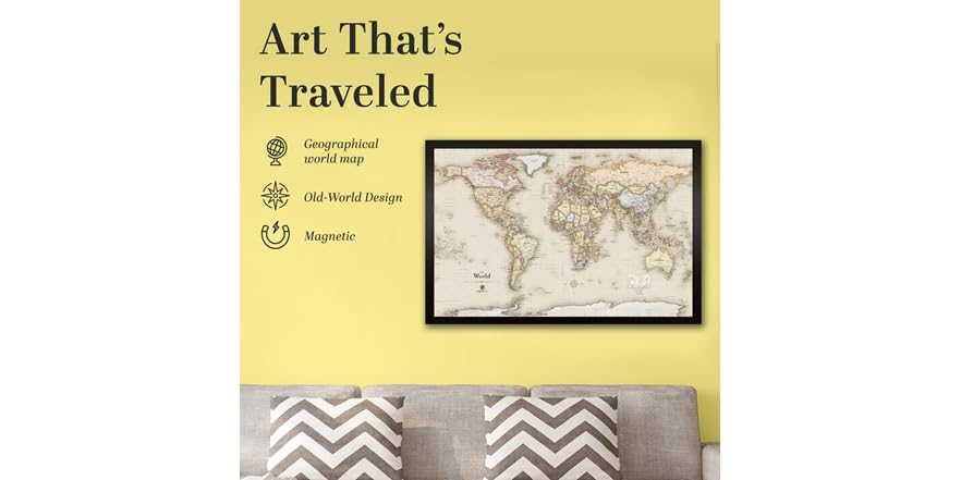 Framed Magnetic USA Map | Modern Grey