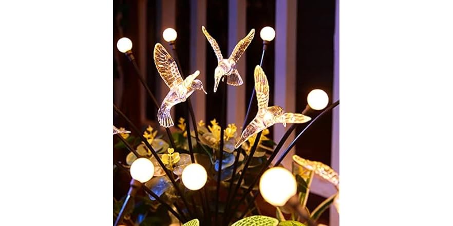 4-Pack 12 LED Hummingbirds Solar Firefly Lights