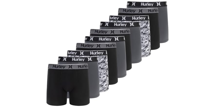 Hurley Men's 10 Pack Printed Boxer Briefs