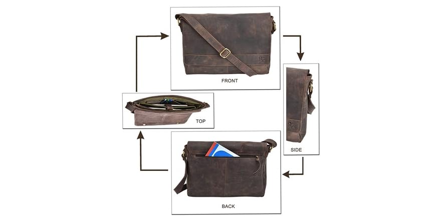 Estalon Leather Messenger Bag, 3 Colors