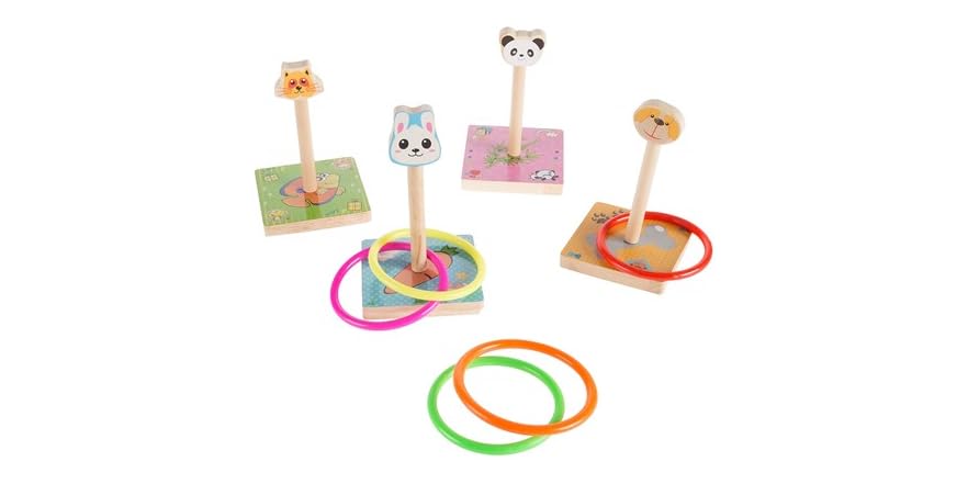 Zoo Animal Ring Toss Game Set for Preschoolers