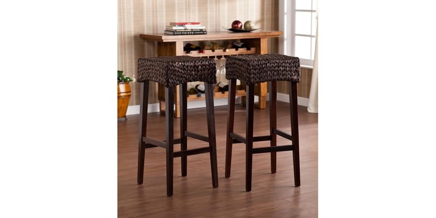 Pair Water Hyacinth Stools- Bar Stool